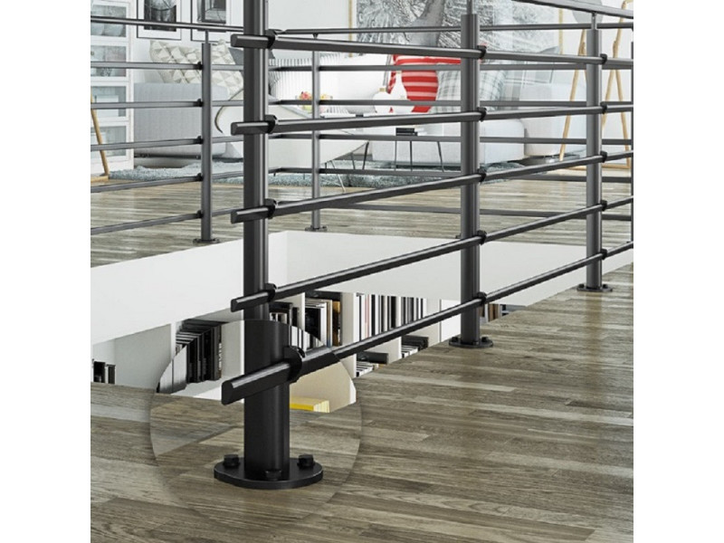 Garde-corps aluminium noir RAL 9005 Pure Black pose sol